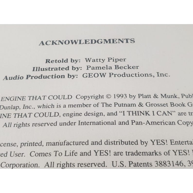 Interactive Book Little Engine That Could Comes to Life Series 1993 ...