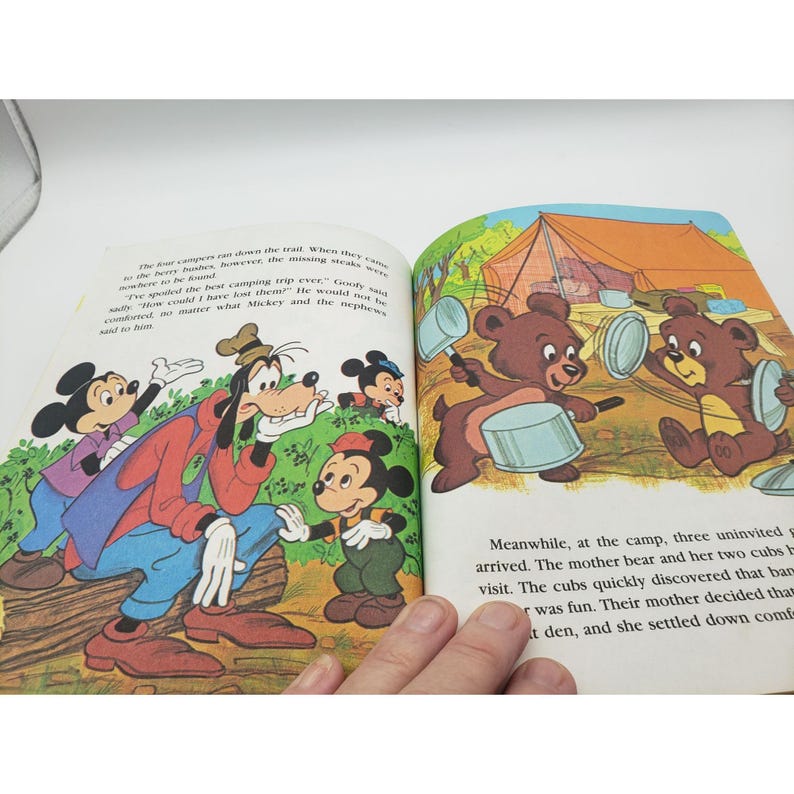 Mickey Mouse and Goofy Big Bear Scare Little Golden Book 1978 Hardcover ...