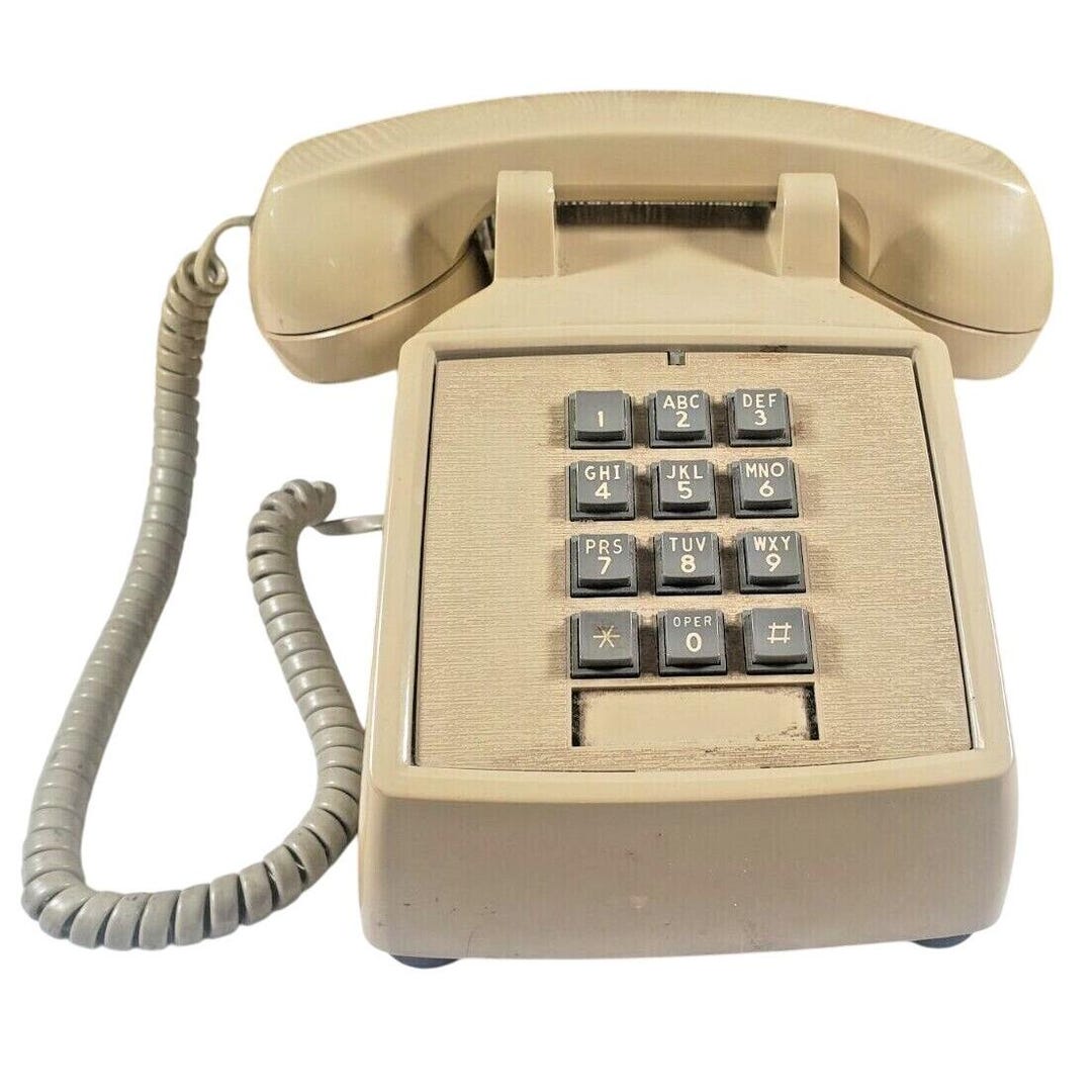 ITT Model Phone 183499103 Push Button Desk Telephone Touchtone Tan PROP ...