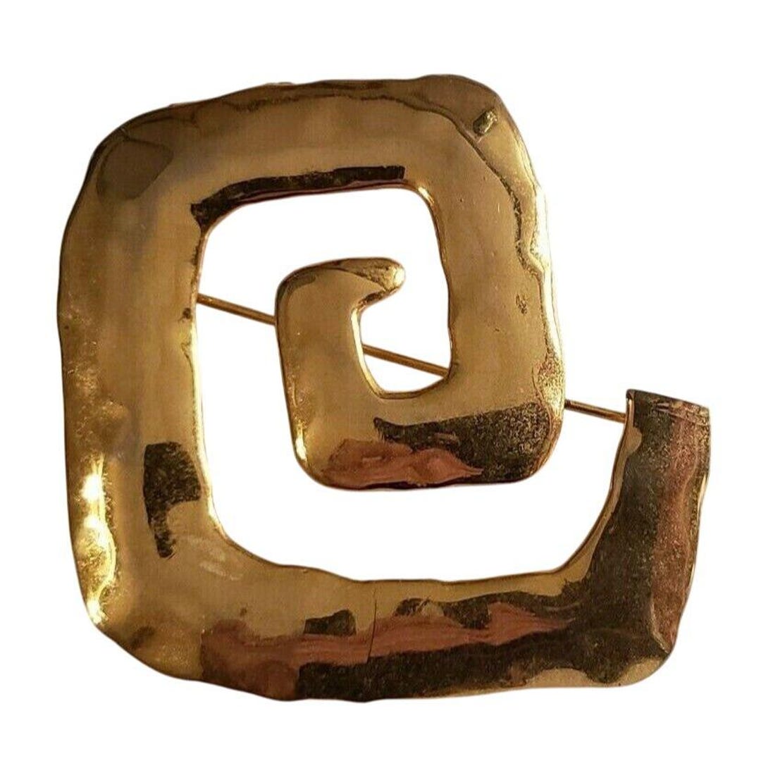 Swirl Maze Brooch Yellow Brick Road Pin Gold Tone Vintage - Etsy