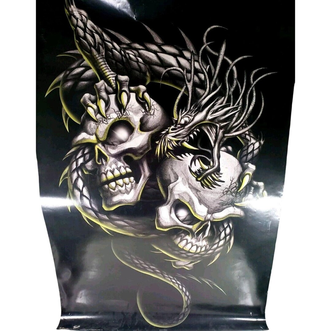 ODM Dragon Attack Poster 34 by 22" 2006 Skeletons #8663 Vintage - Etsy