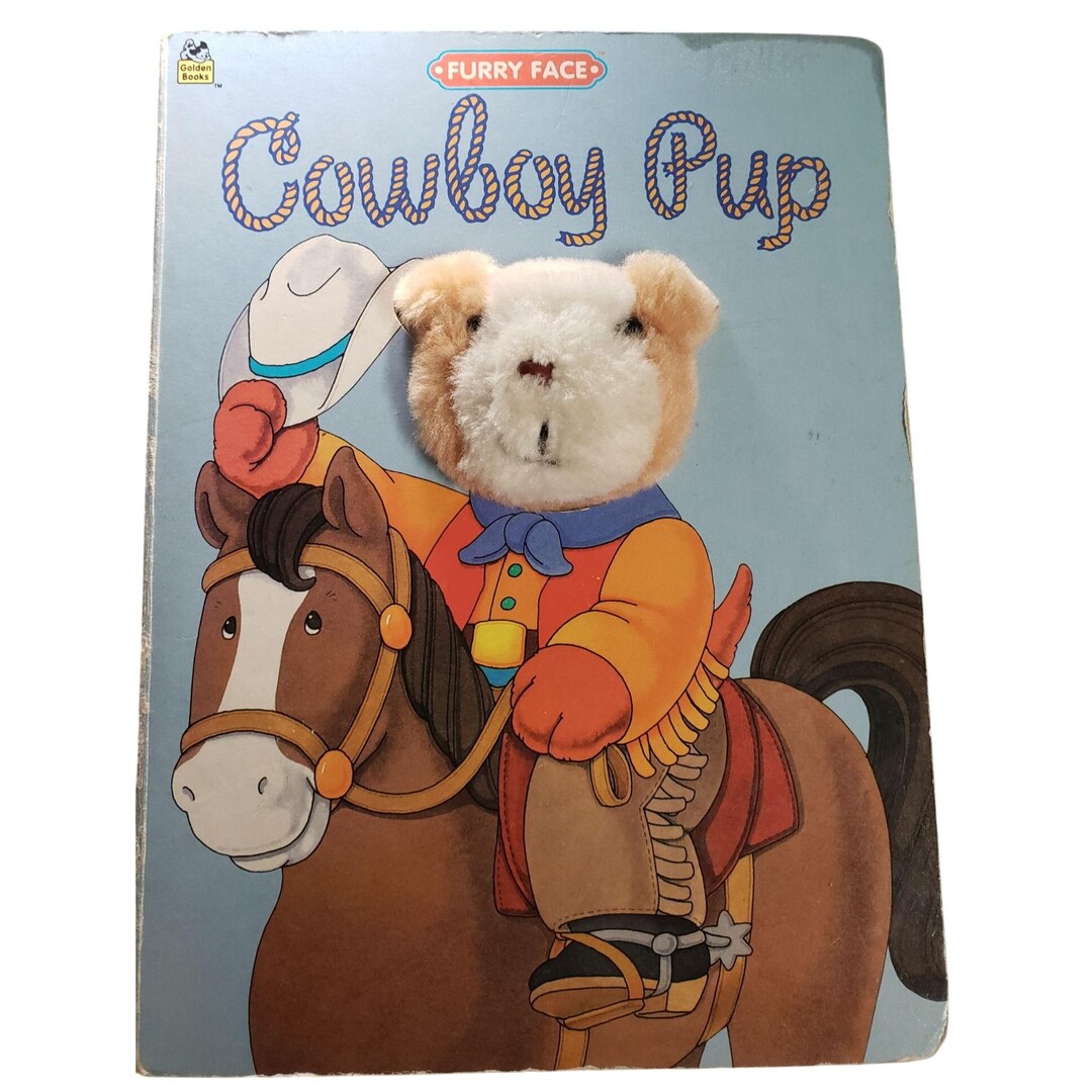 Golden Books Cowboy Pup Furry Face Board Book 1993 Vintage HTF - Etsy