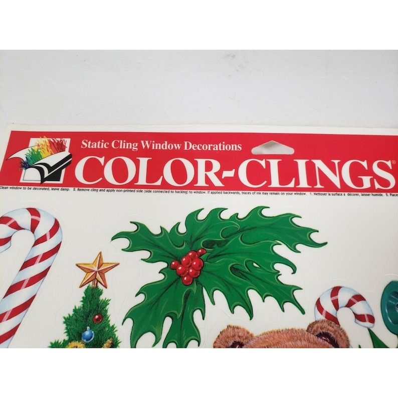 Static Cling Christmas Window Decorations With Holly Stocking Teddy ...
