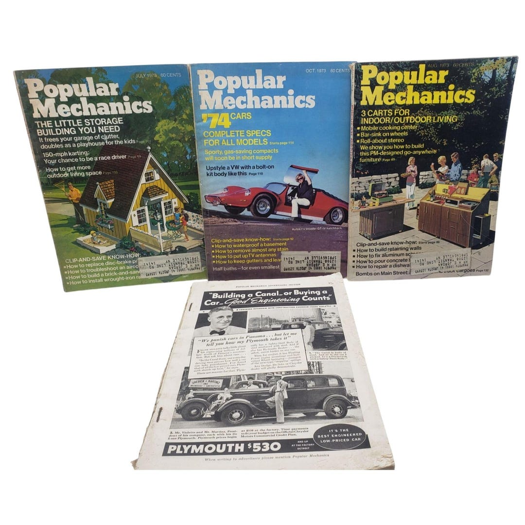 Popular Mechanics Magazines July 1973 Aug 1973 Oct 1973 and July 1934 ...