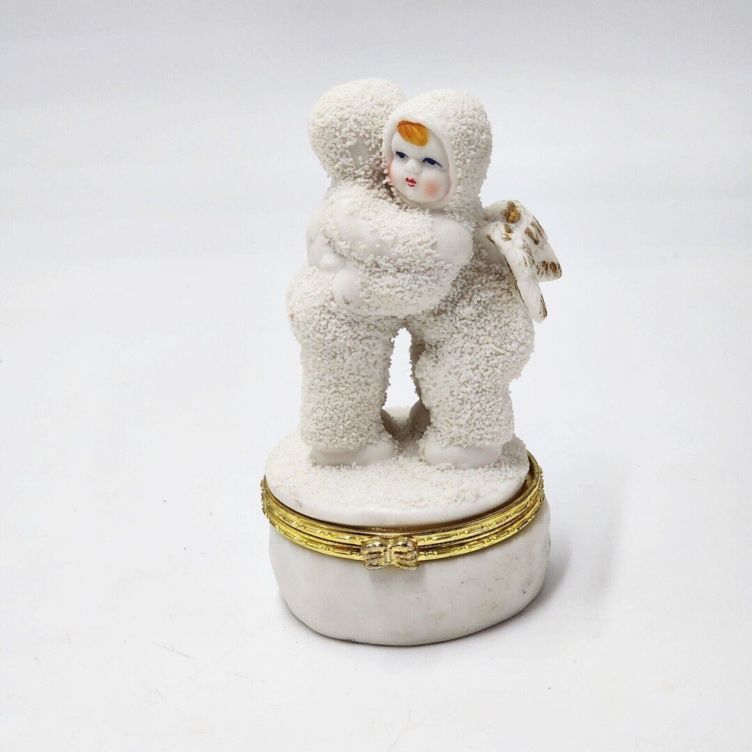 Vintage Snowbabies I Need A Hug Angels White Trinket Box Small 4.5 ...