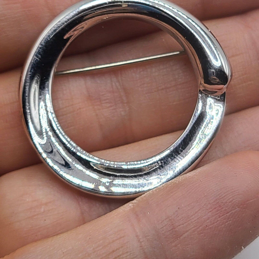 Vintage Signed Monet Circle of Life Silver Tone Open Work Metal Brooch ...