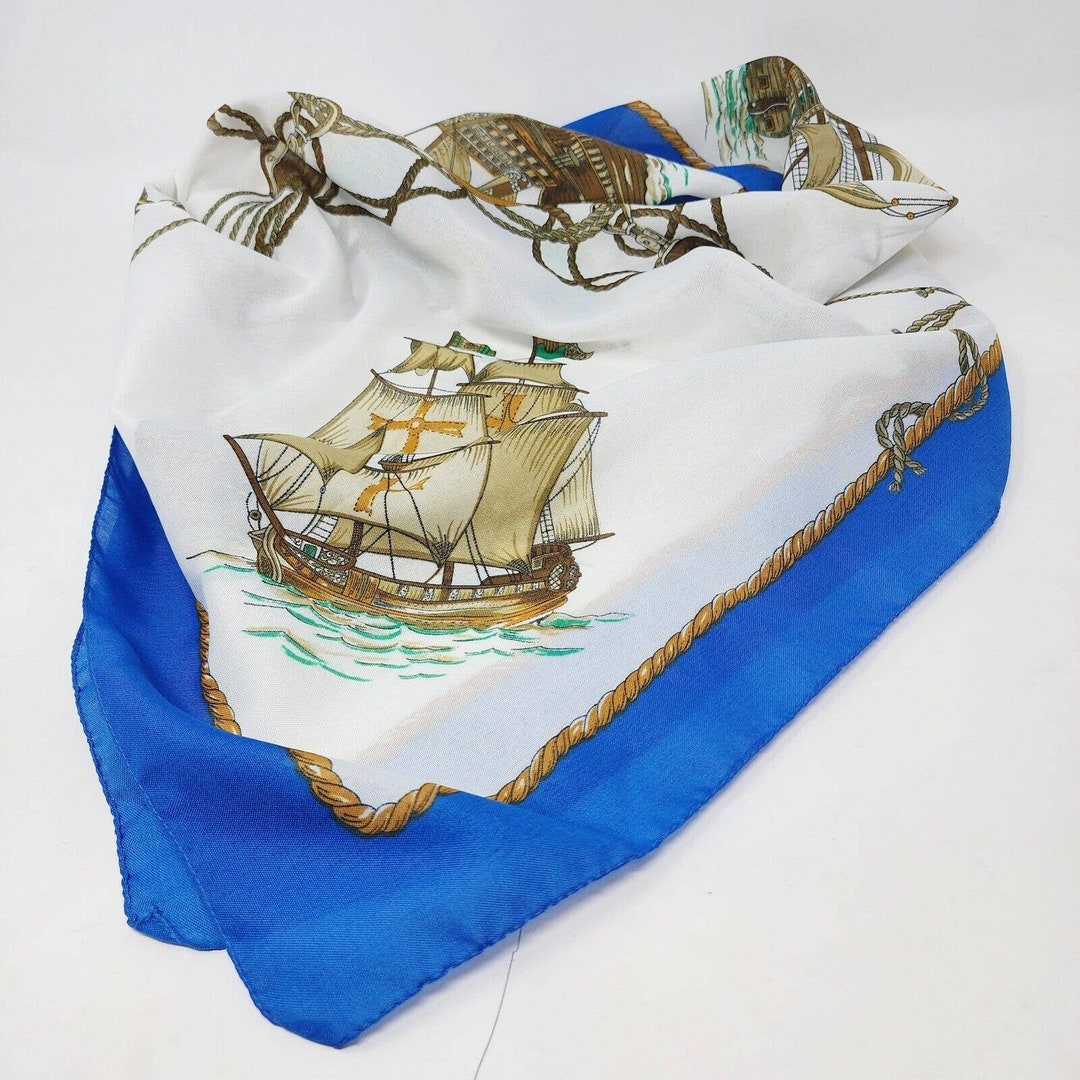 Vintage Liz Sinclair Nautical Blue Scarf Flags Portugese Discovery ...