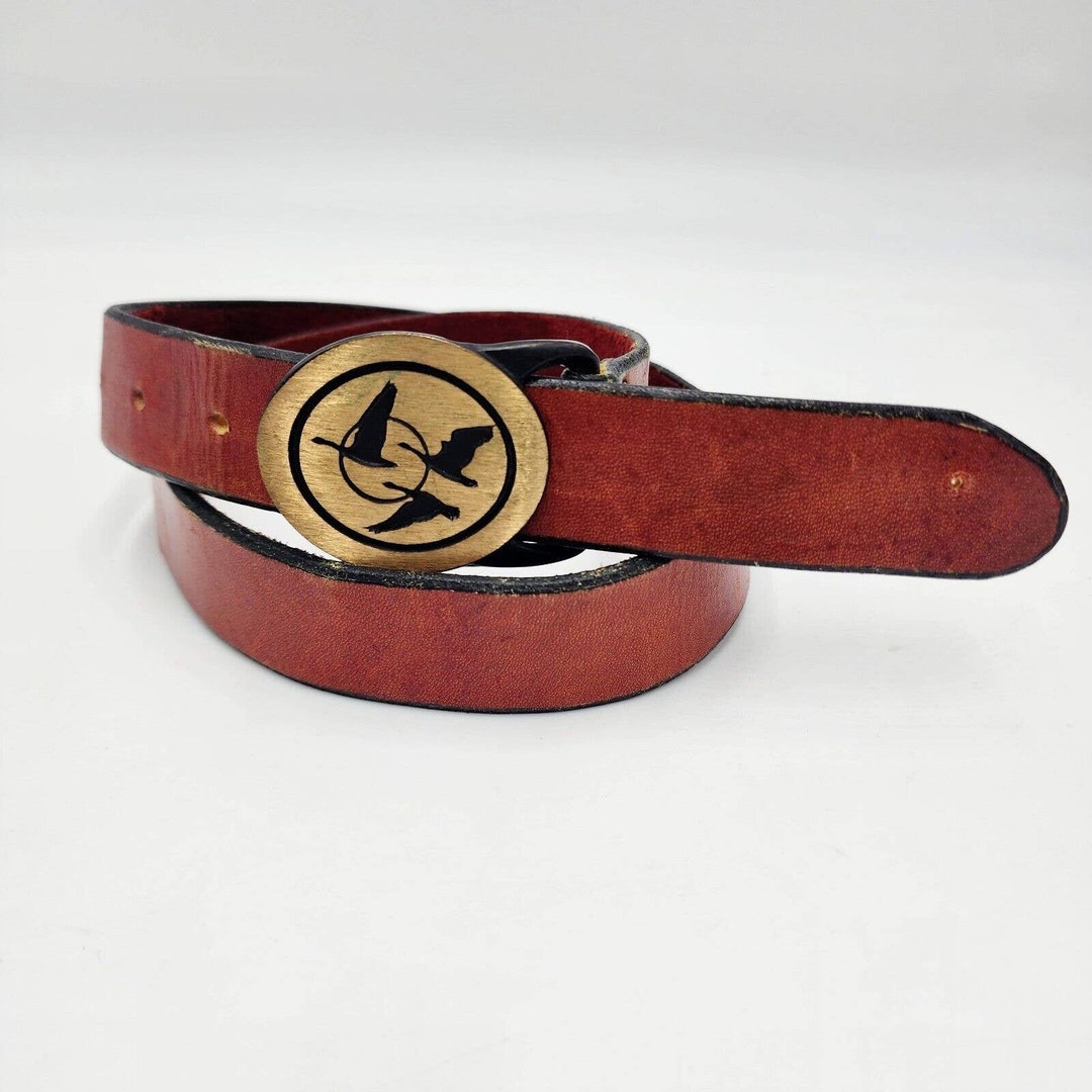 Vintage Tech Ether Guild migration Geese Ducks Solid Brass Buckle Belt ...