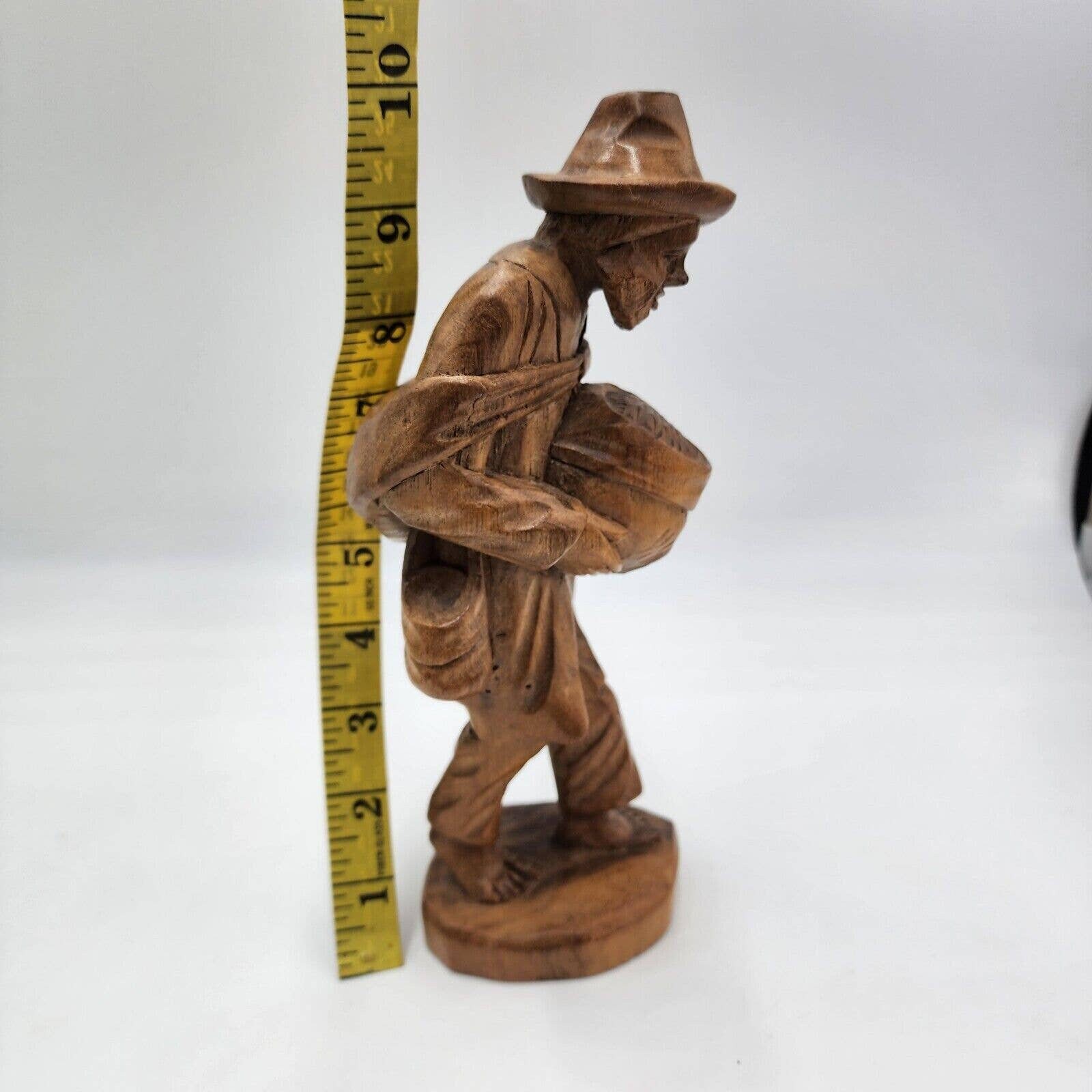 Vintage Carved Wood Sad Drifter Beard Bare Feet Hobo Folk Art Figurine ...