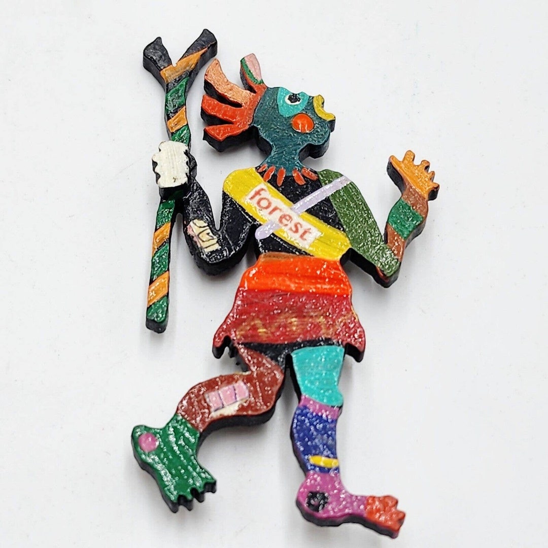 Vintage Joe Sam Hand-painted Man Forest Brooch Pin Urban Folk Art ...