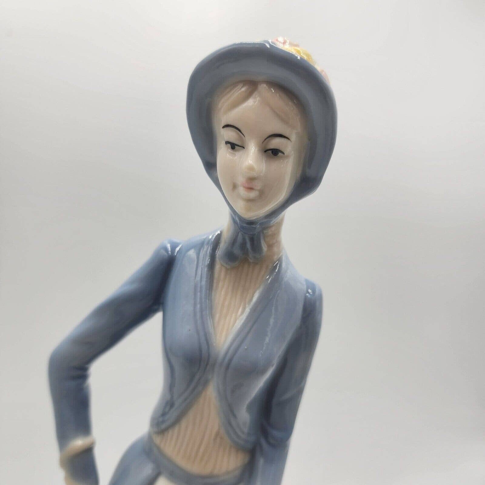Vintage MORRISON Porcelaine Figurine Lady in Blue Gray Jacket and Skirt ...