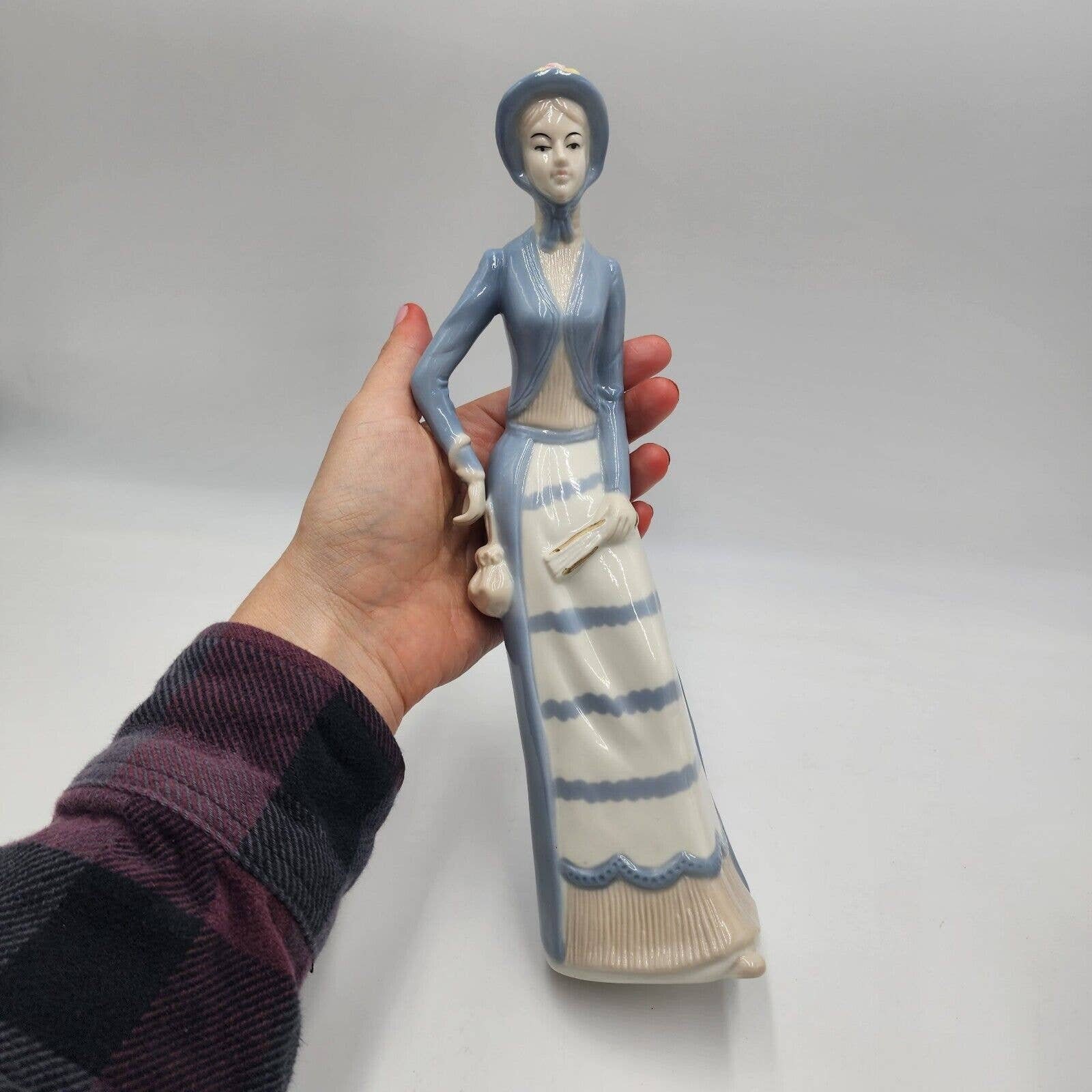 Vintage MORRISON Porcelaine Figurine Lady in Blue Gray Jacket and Skirt ...