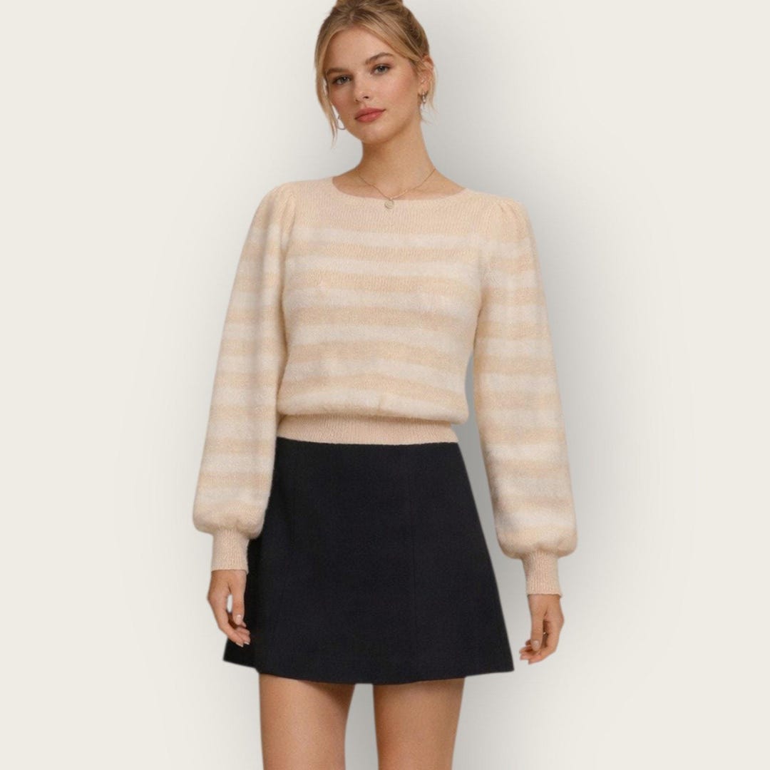 Vintage Cream 55% Wool 25 Angora Fluffy Sweater by MICHELE STUART M 12 ...