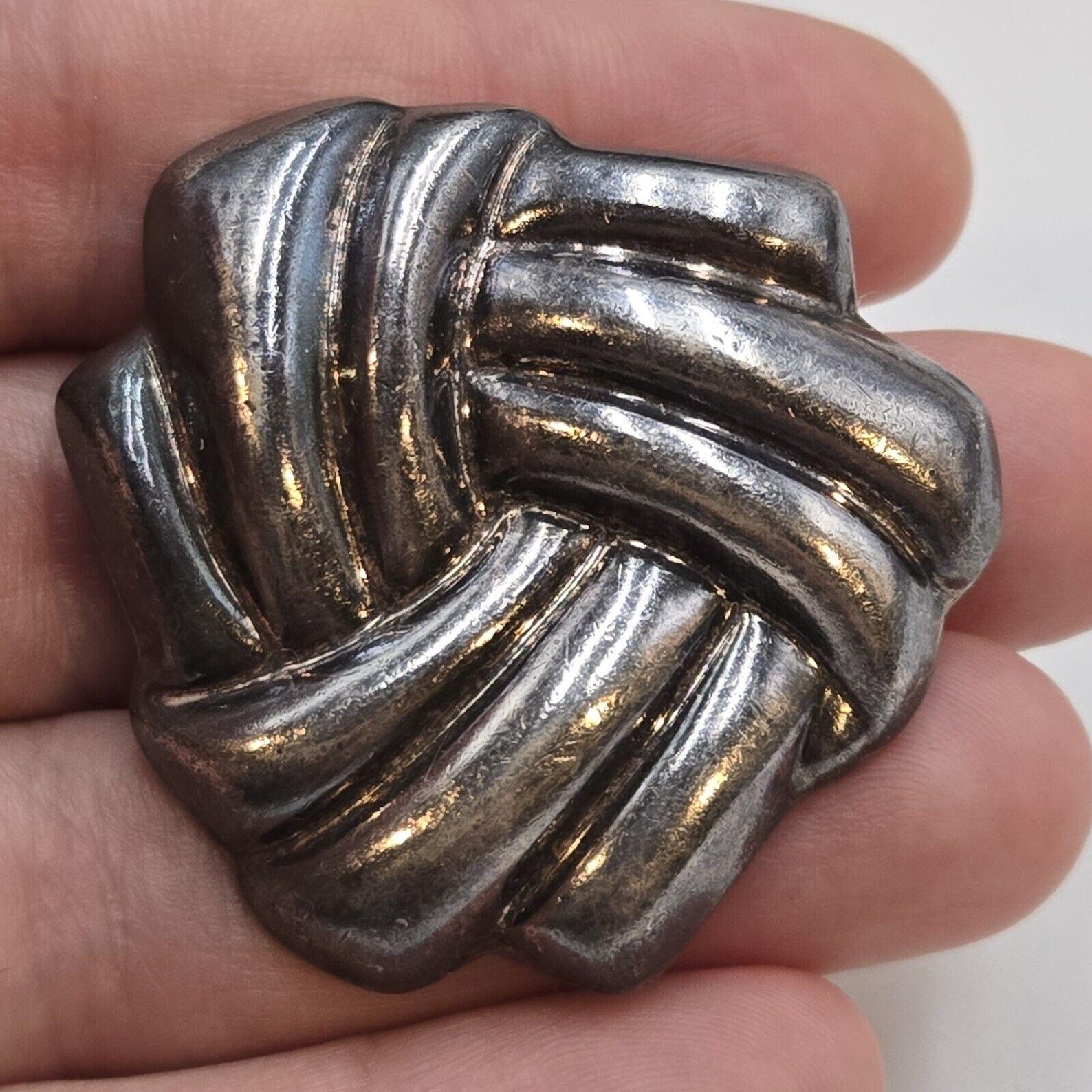 Vintage TAXCO Sterling Silver Ribbed Puffy Knot Round Pin Brooch ...