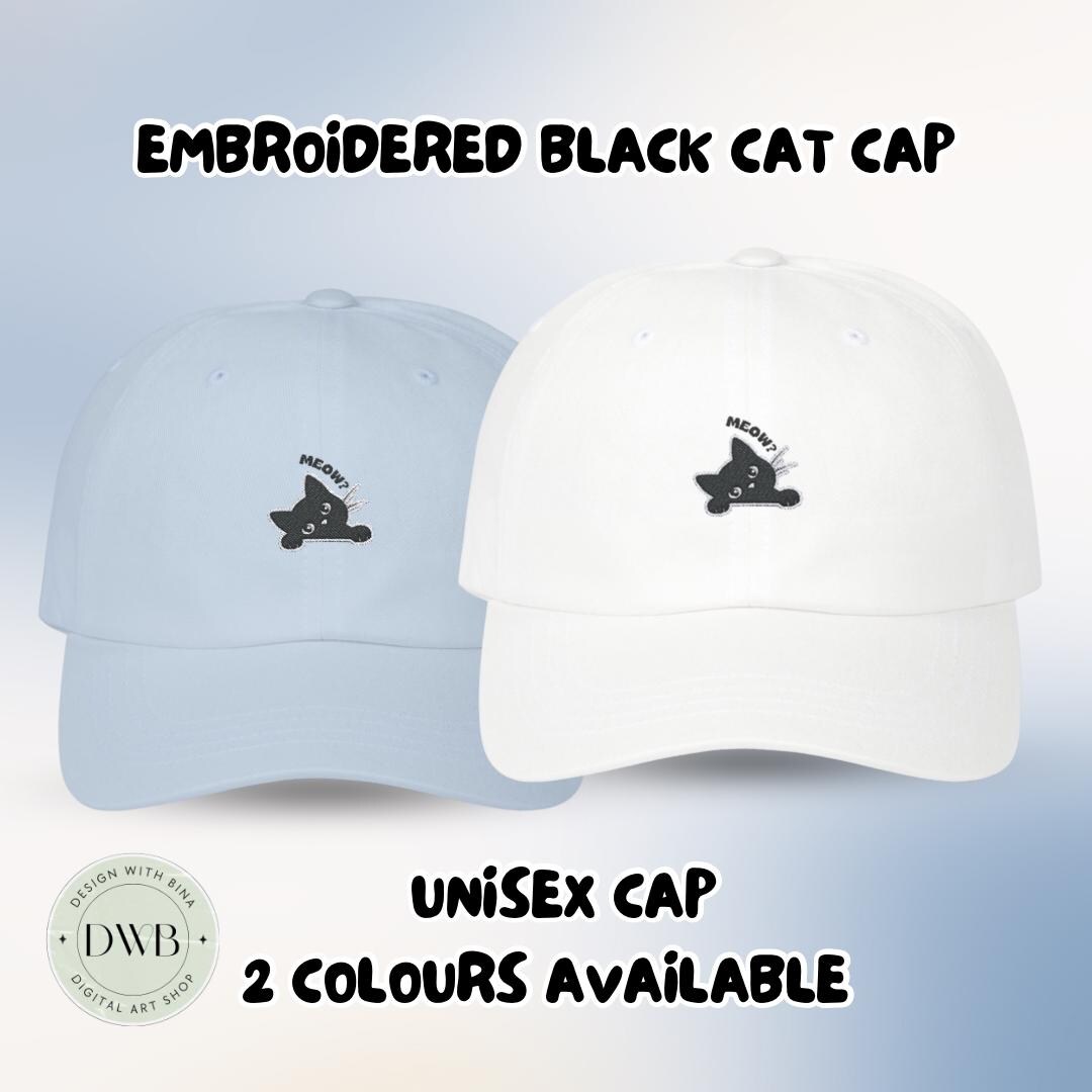 Unisex Embroidered Cute Black Cat Cap Cat Lover Gifts Hats - Etsy