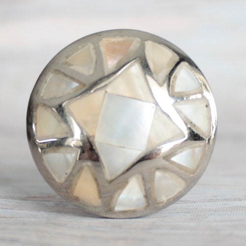Mother of Pearl Drawer Knobs in Silver or Brass Cabinet - Etsy