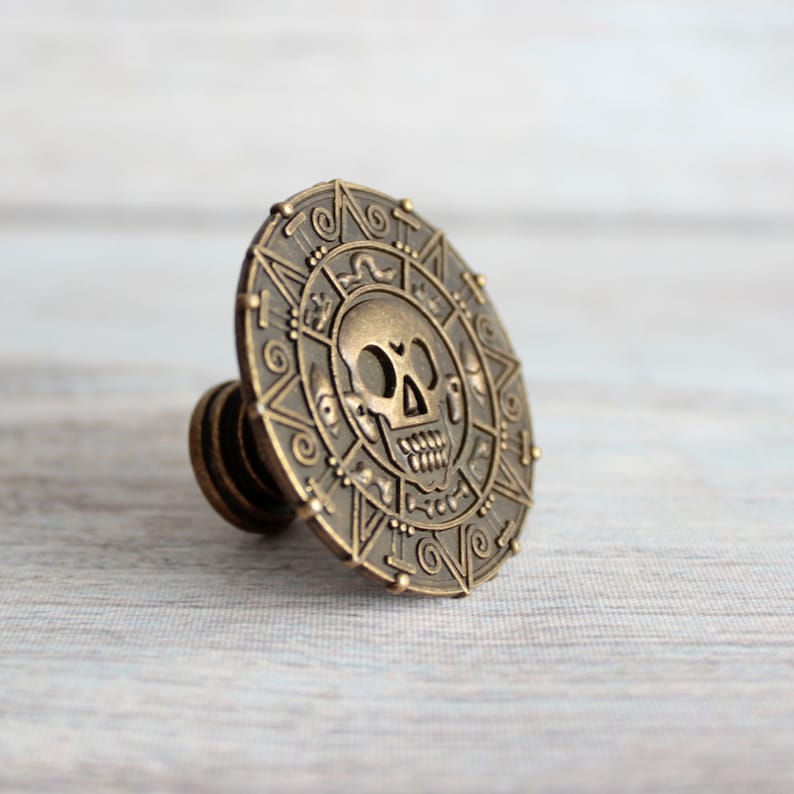 Skull Drawer Knobs in Brass - Round Pirate Cabinet Knobs in Brass for ...