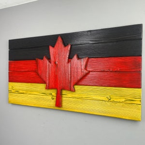 German Canadian Flag Made of Wood 15” X 30" Burnt Cedar Shou Sugi Ban ...