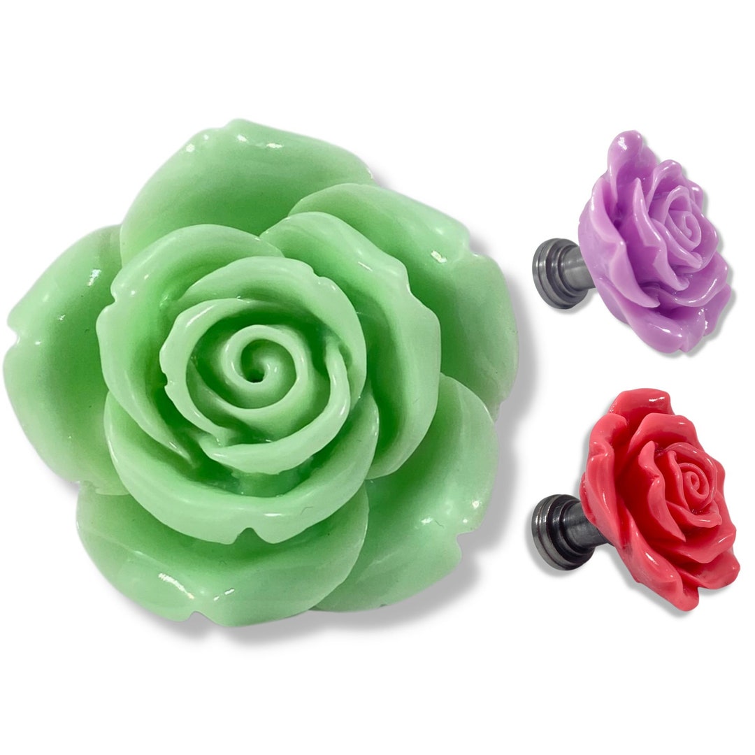Rose Flower Drawer Knobs - Flower Cabinet Knobs Floral Knobs for Dresser Kids Room Nursery Decor ...