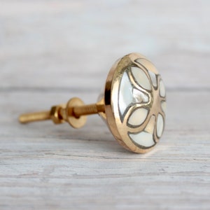 Set of 2 Mother of Pearl Cabinet Knobs With Gold Details - Etsy