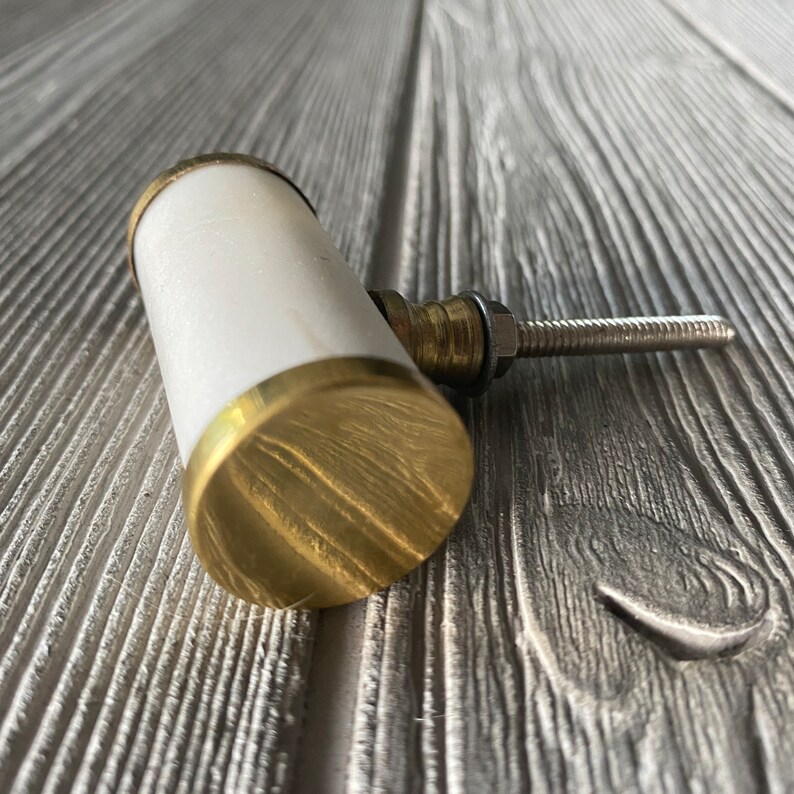 Marble Drawer Knobs in White With Gold Modern Stone Knobs - Etsy