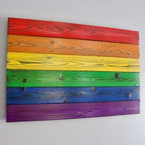 Pride Flag Made of Wood - Rustic Patio Decor - Shou Sugi Ban Burnt ...