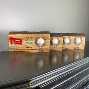 Custom Golf Award Live Edge Wood With Golf Ball - Personalized Golf ...