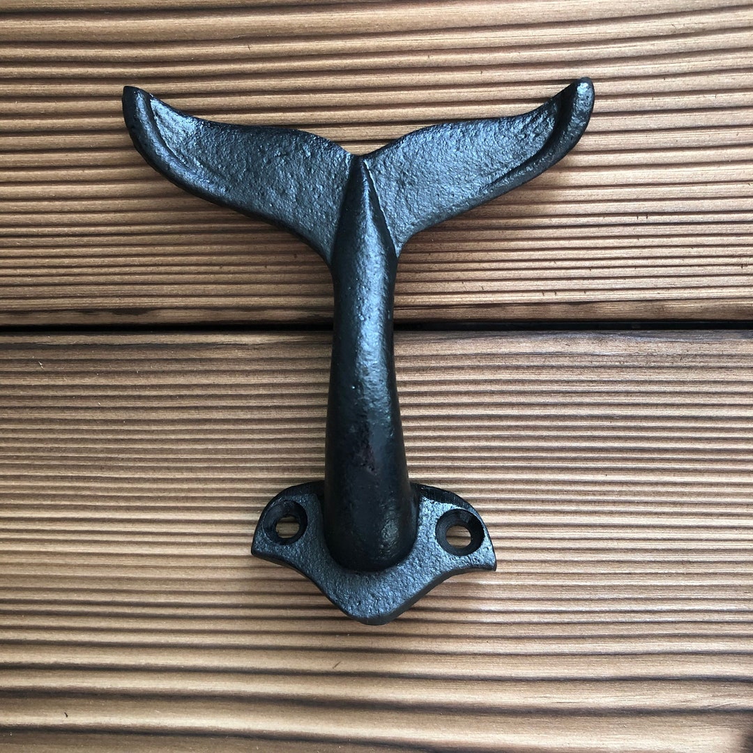 Whale Tail Wall Hook in Black - Black Whale Tail Towel Hook - Nautical ...