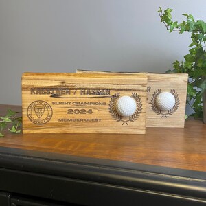 Custom Golf Award Live Edge Wood With Golf Ball - Personalized Golf ...