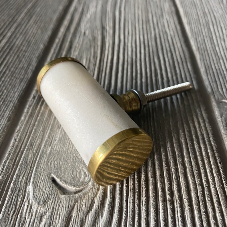 Marble Drawer Knobs in White With Gold Modern Stone Knobs - Etsy