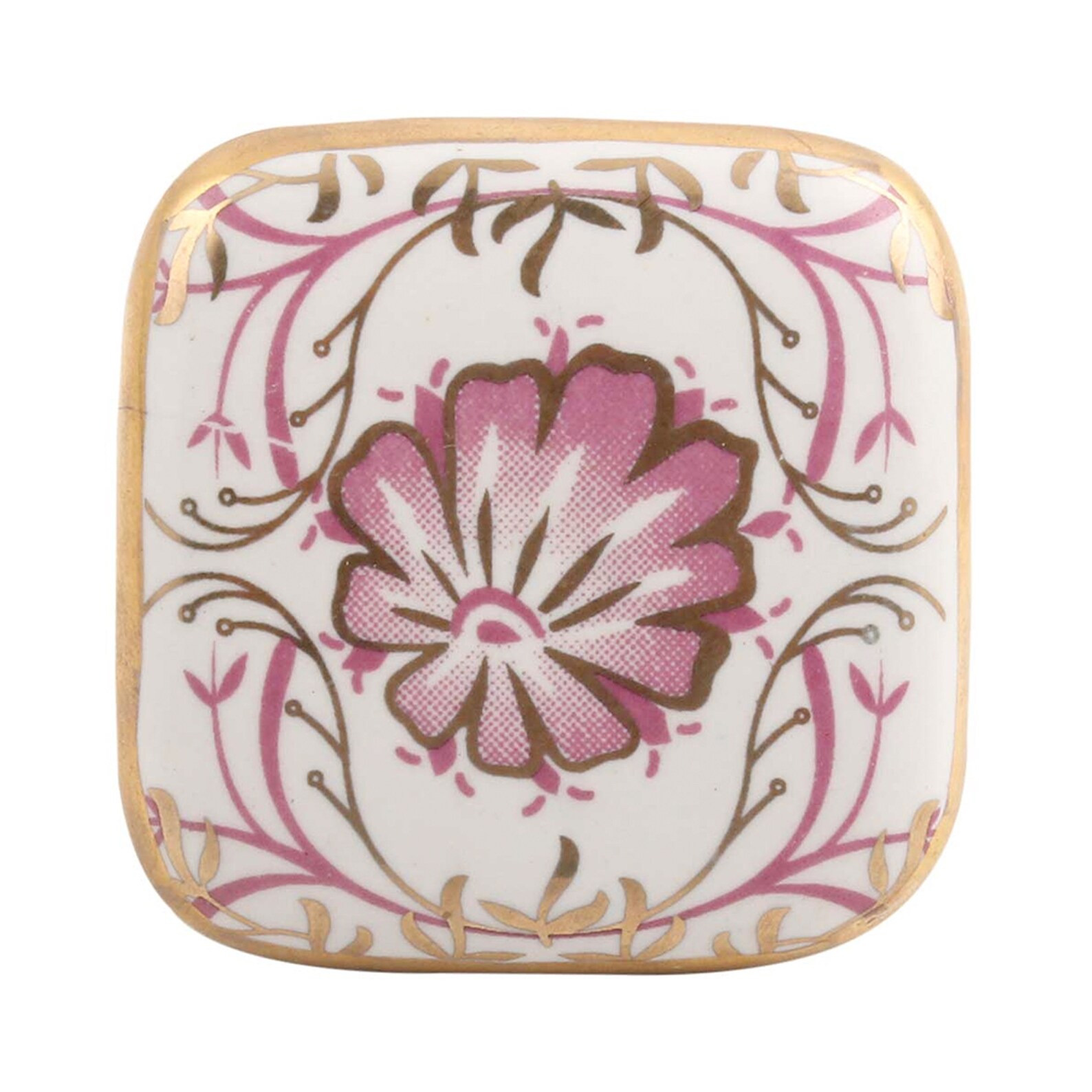Square Cabinet Knob with Pink Flower Pattern Ceramic Drawer | Etsy