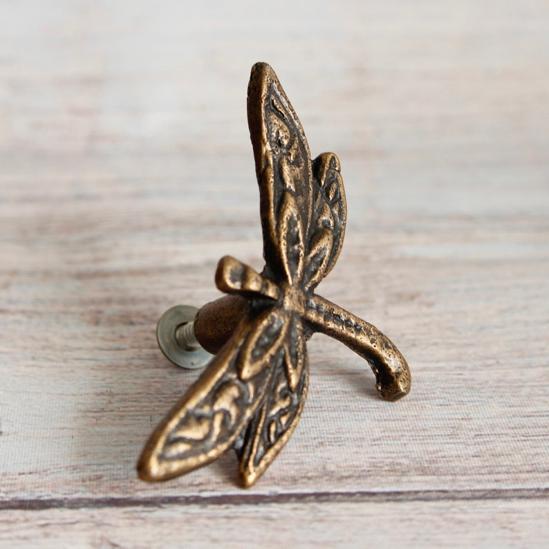 Dragonfly Drawer Knobs in Antique Brass Brass Dragonfly - Etsy