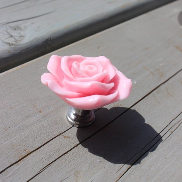 Rose Flower Drawer Knobs Flower Cabinet Knobs in Baby Pink | Etsy