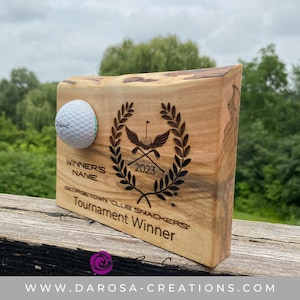 Custom Golf Award Live Edge Wood With Golf Ball Personalized Golf ...