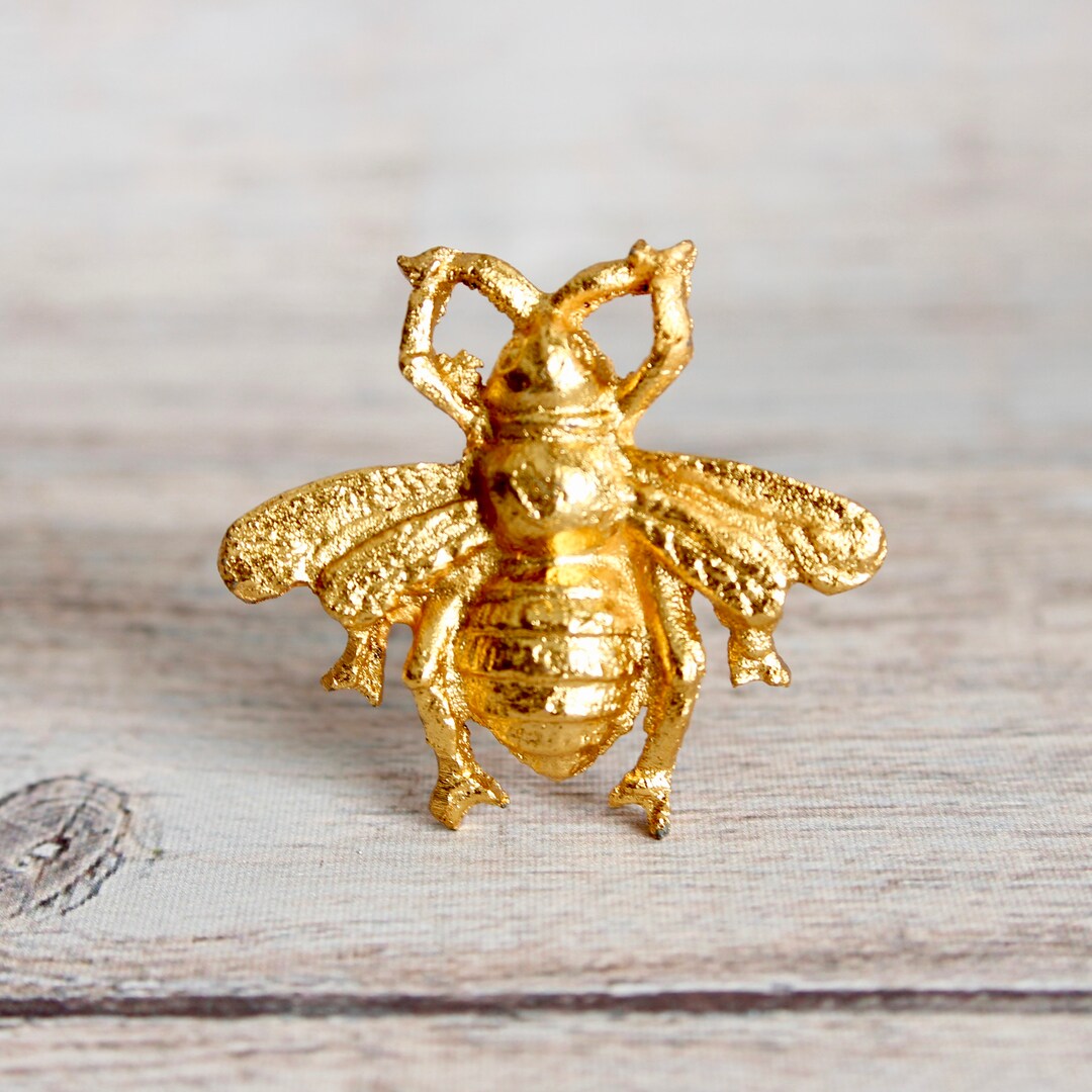 Honey Bee Drawer Cabinet Knob in Gold Bumble Bee Drawer Knob Bee Gift ...