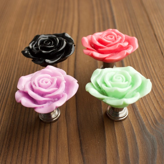 Rose Flower Drawer Knobs Flower Cabinet Knobs Pink Mint - Etsy