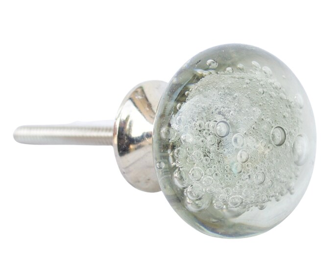 Glass Bubble Knob in Grey Cabinet Knobs Coastal Decor Dresser Hardware ...