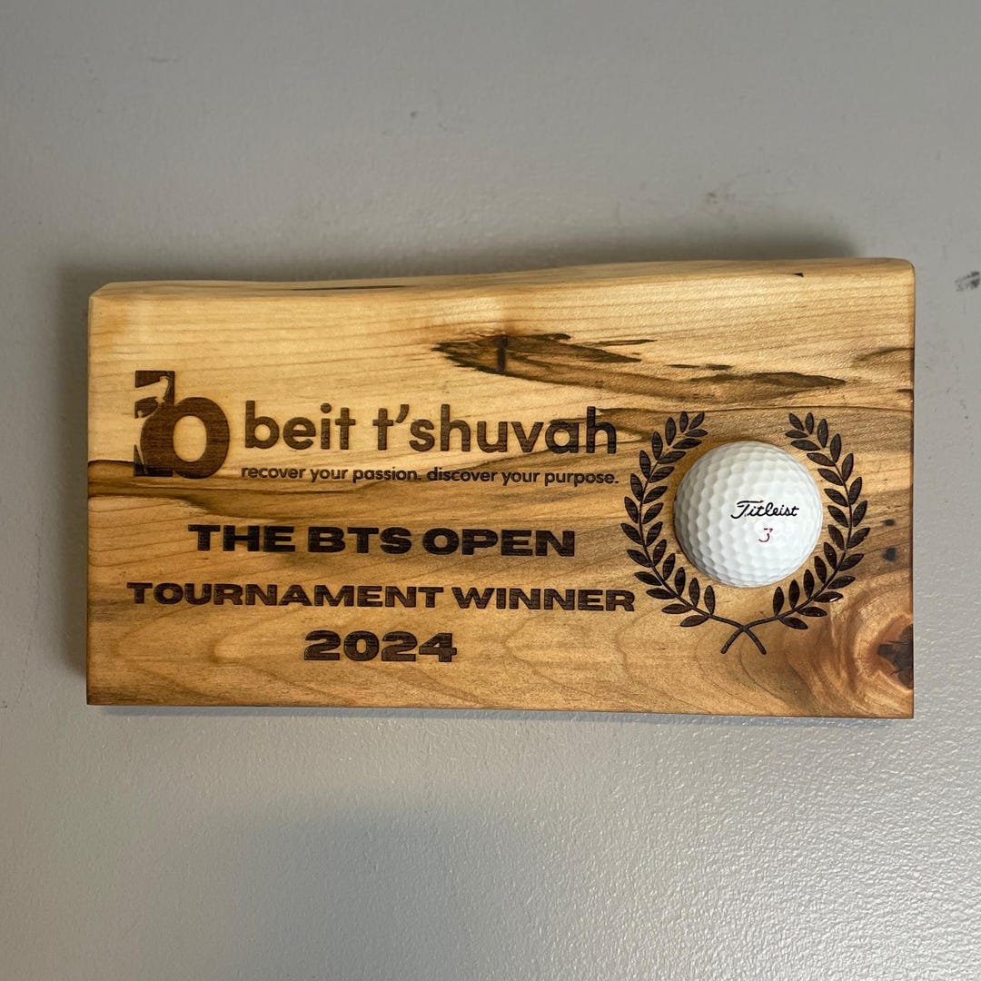 Custom Golf Award Live Edge Wood With Golf Ball - Personalized Golf ...