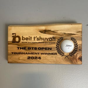 Custom Golf Award Live Edge Wood With Golf Ball - Personalized Golf ...