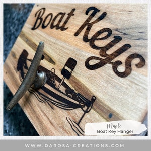 Boat Key Hanger Live Edge Wood for Cottage Decor Custom Personalized ...