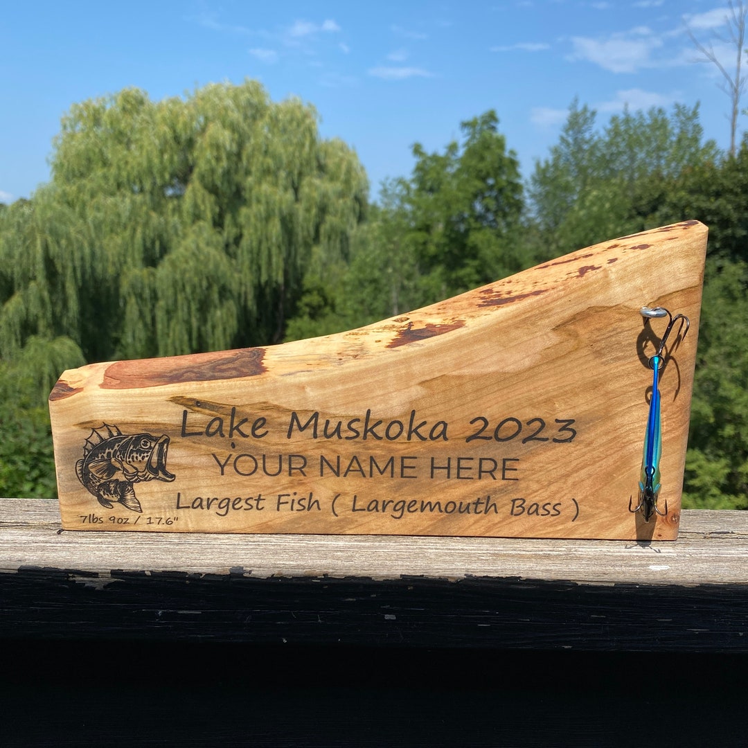 Custom Fishing Award Live Edge Wood With Hook for Lure Personalized ...
