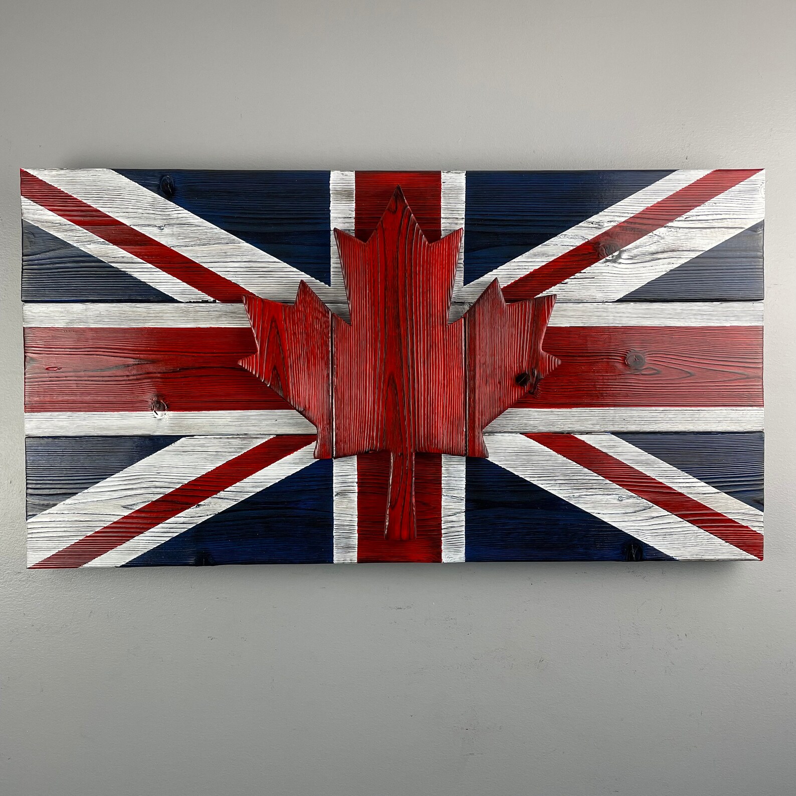 Burnt Wood British Canadian Flag Mix Wooden Union Jack With | Etsy