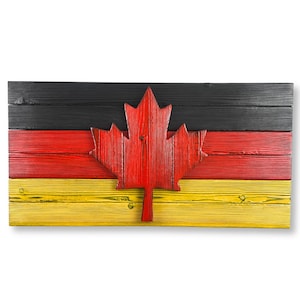 German Canadian Flag Made of Wood 15” X 30" Burnt Cedar Shou Sugi Ban ...