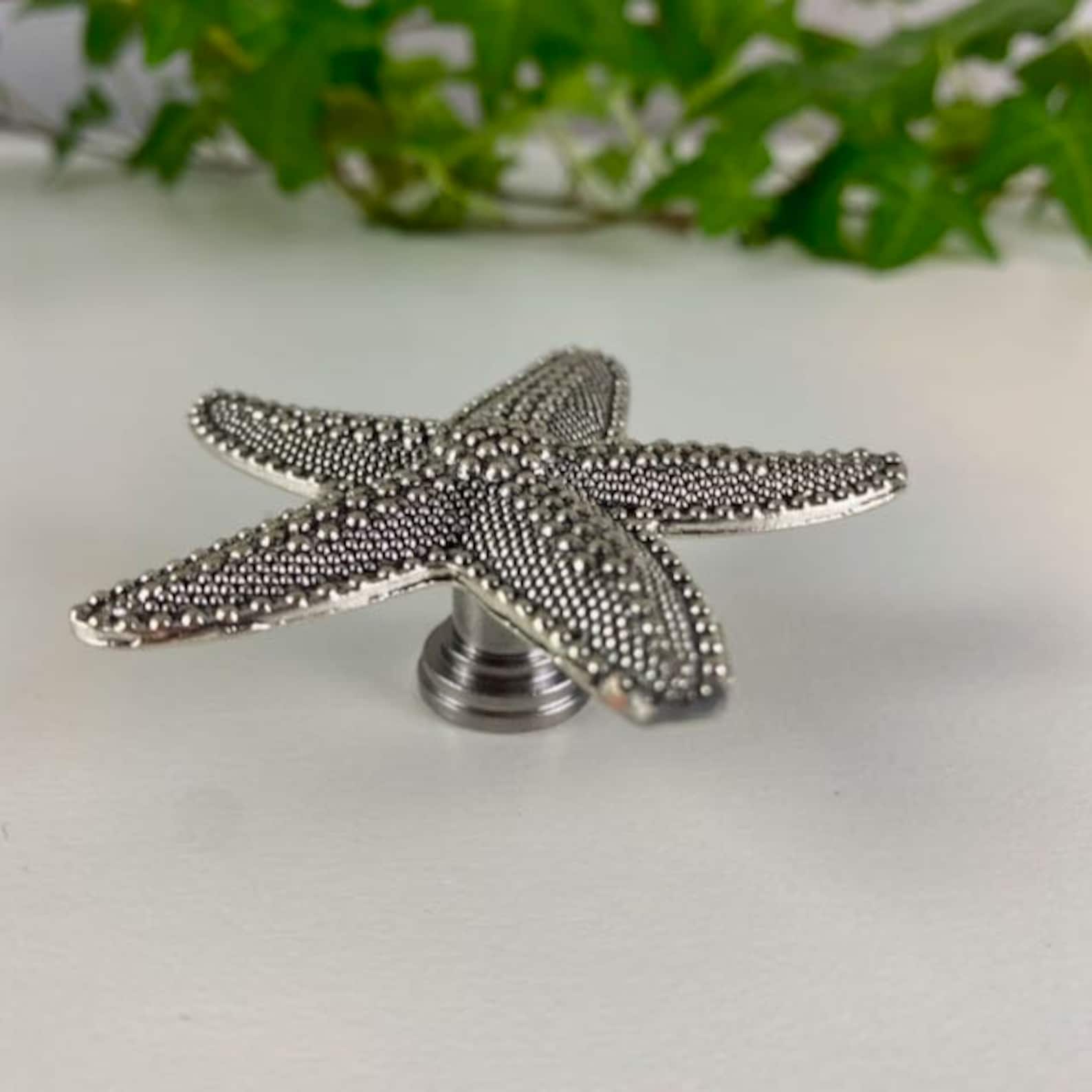 Starfish Drawer Knobs in Silver Starfish Cabinet Knobs Beach Decor Nautical Home Decor Dresser ...