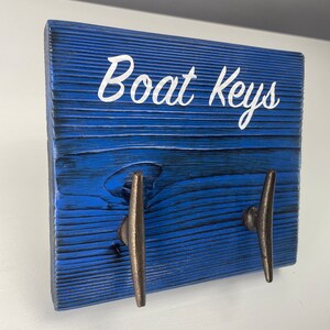 Boat Key Holder With White Lettering - Key Rack for Boat Keys - Gift ...