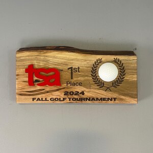 Custom Golf Award Live Edge Wood With Golf Ball - Personalized Golf ...