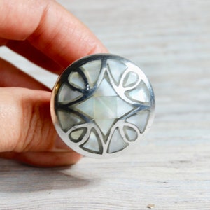 Mother of Pearl Drawer Knobs in Silver or Brass - Cabinet Knobs With ...
