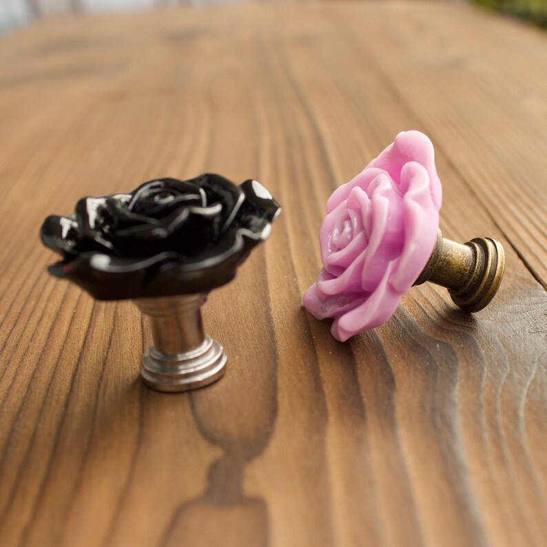 Rose Flower Drawer Knobs Flower Cabinet Knobs Pink Mint - Etsy