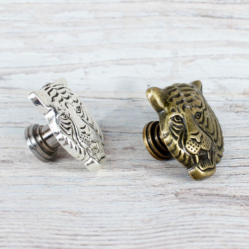 Tiger Drawer Knobs Big Cat Cabinet Hardware Animal Shaped | Etsy