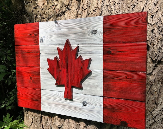 Handcrafted Wooden Canadian Flag | Flag of Canada | Canadian Wood Flag ...